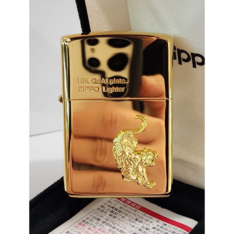 Jual Zippo Original Tiger Emblem 18k Gold Plated Japan | Shopee Indonesia