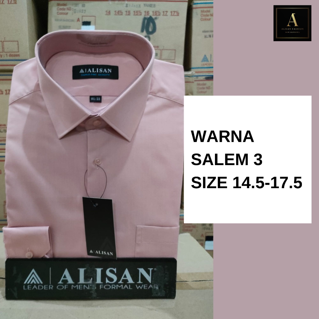 Jual Alisan Kemeja Pria Lengan Panjang Polos Reguler Warna Salem 3 ...