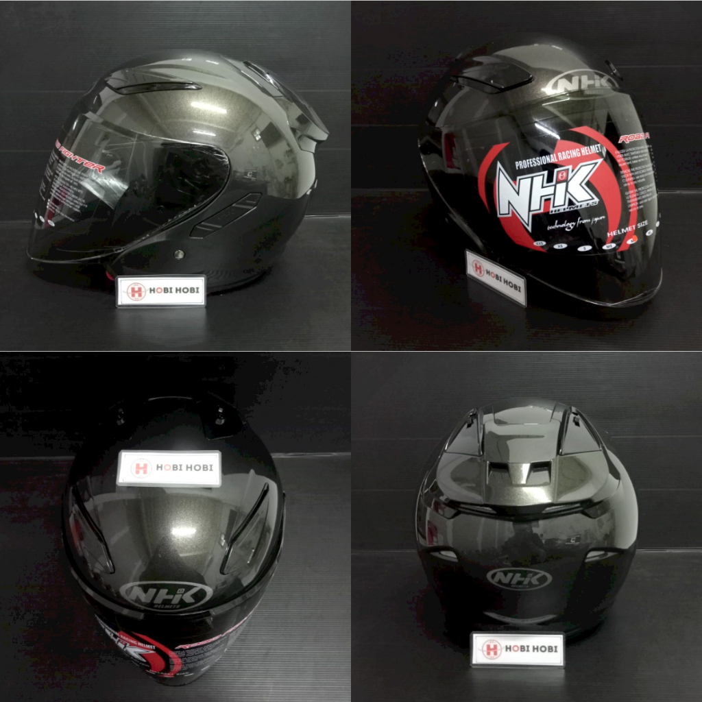Jual NHK R1 SOLID SINGLE VISOR BLACK GLOSSY HELM OPEN FACE VISOR LIGHT ...