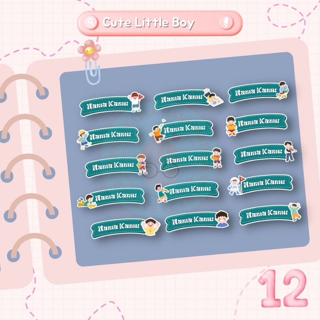 Jual Stiker Label Nama Lembaran Anak Custom / Stiker Nama Lembaran ...
