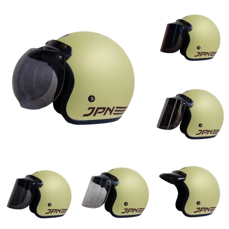 Jual Helm JPN ARC Kuning Lemon Doff Kaca Datar Cembung Pet | Shopee ...