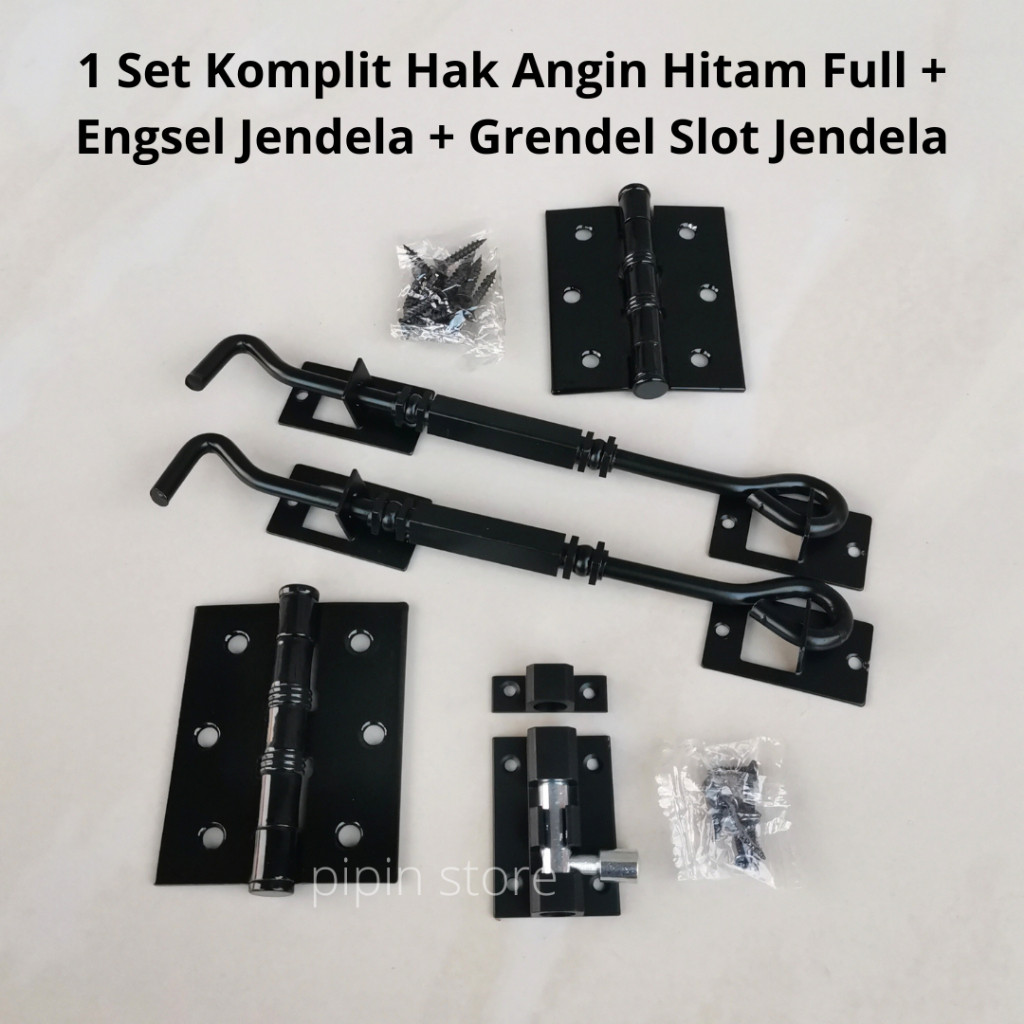 Jual Paket Hak Angin Jendela Hitam Cantolan Penahan Jendela Stainless ...
