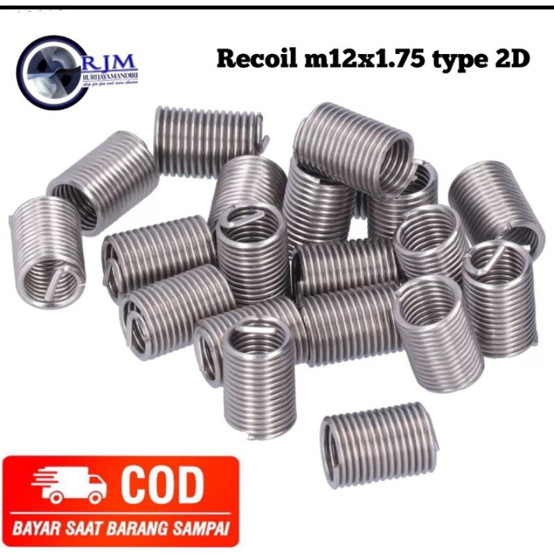 Jual recoil helicoil m12x1.75 type 2D cocok untuk reparasi baut slek ...