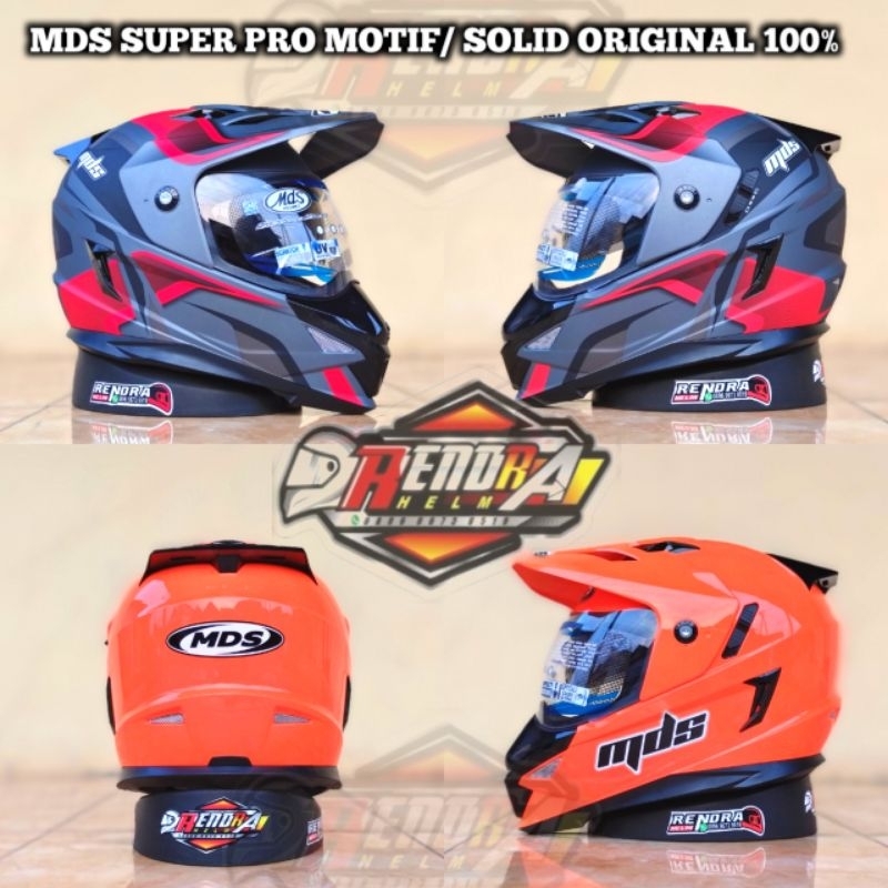 Jual Helm MDS SUPERMOTO Motif/ Solid. Original 100%. MDS Super Pro ...