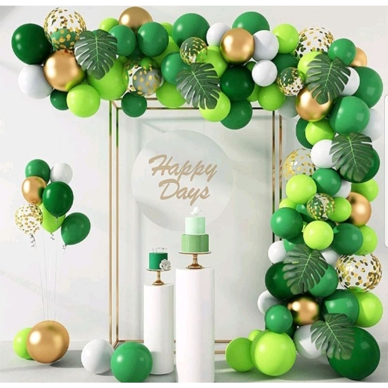 Jual senangSBY PAKET BALON DEKORASI SET FOREST HIJAU DAUN BALON SET ...