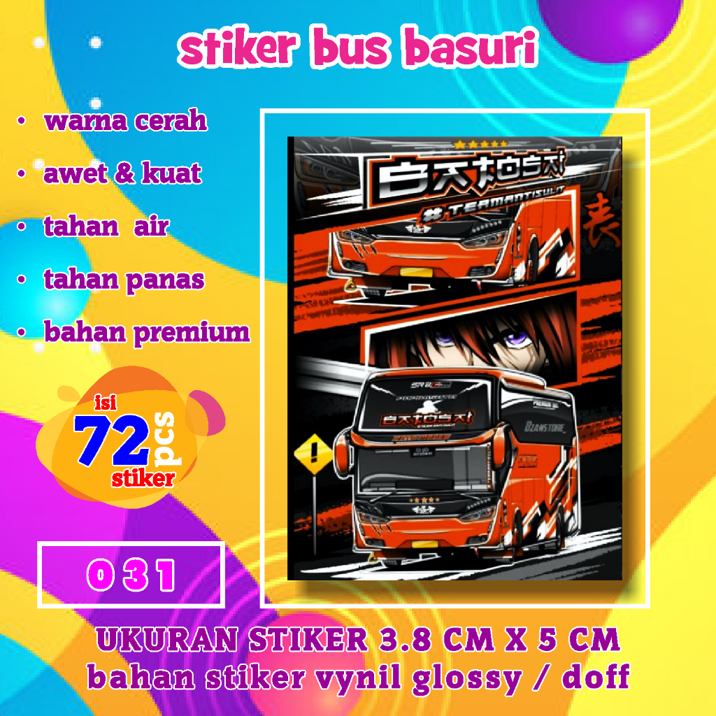 Jual stiker bus basuri batosai [031] warna cerah kuat tidak luntur ...