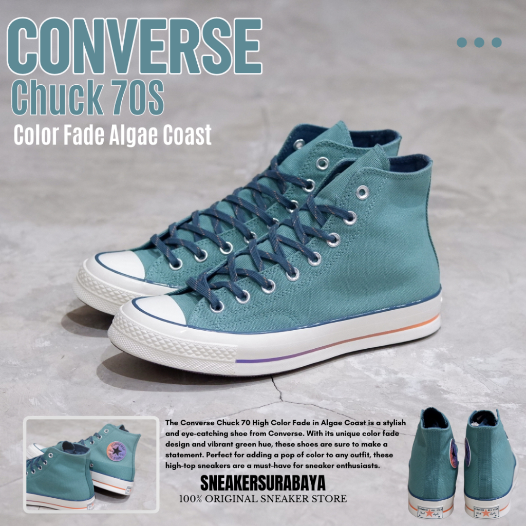 Jual CONVERSE CHUCK TAYLOR 1970S HI COLOR FADE ALGAE COAST CT 70S CT 70 ...