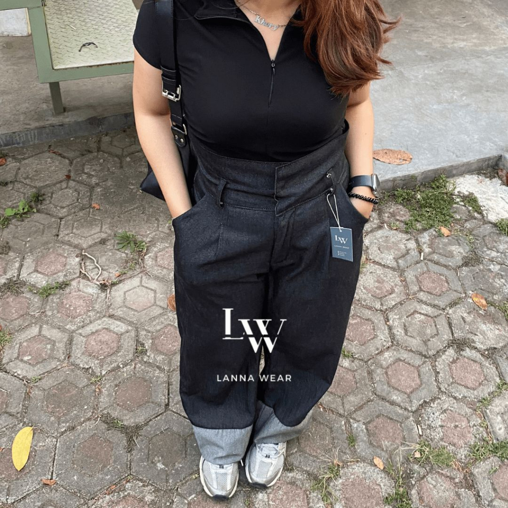 Jual MOODY PANTS/HIGHWAIST/CELANA KULOT KATUN DENIM WANITA | Shopee ...