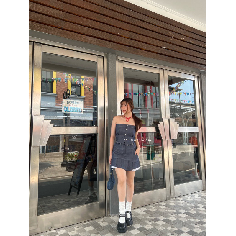 Jual DENIM TUBE TOP | Tube Top Sleeveless Top Kemben Jeans Denim Crop ...