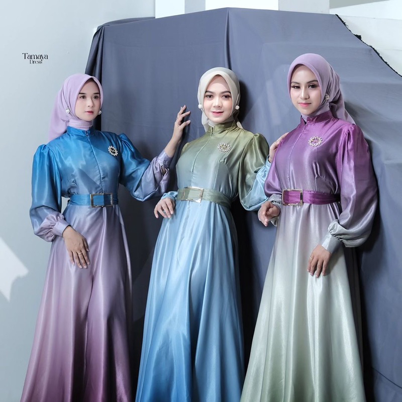 Jual Tamaya Dress Gradasi Aurora Pesta Premium | Shopee Indonesia