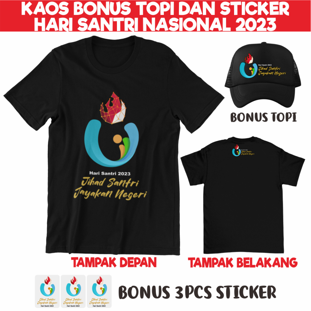Jual BA190 Kaos Gratis Topi dan Sticker Hari Santri Nasional 2023 HSN ...