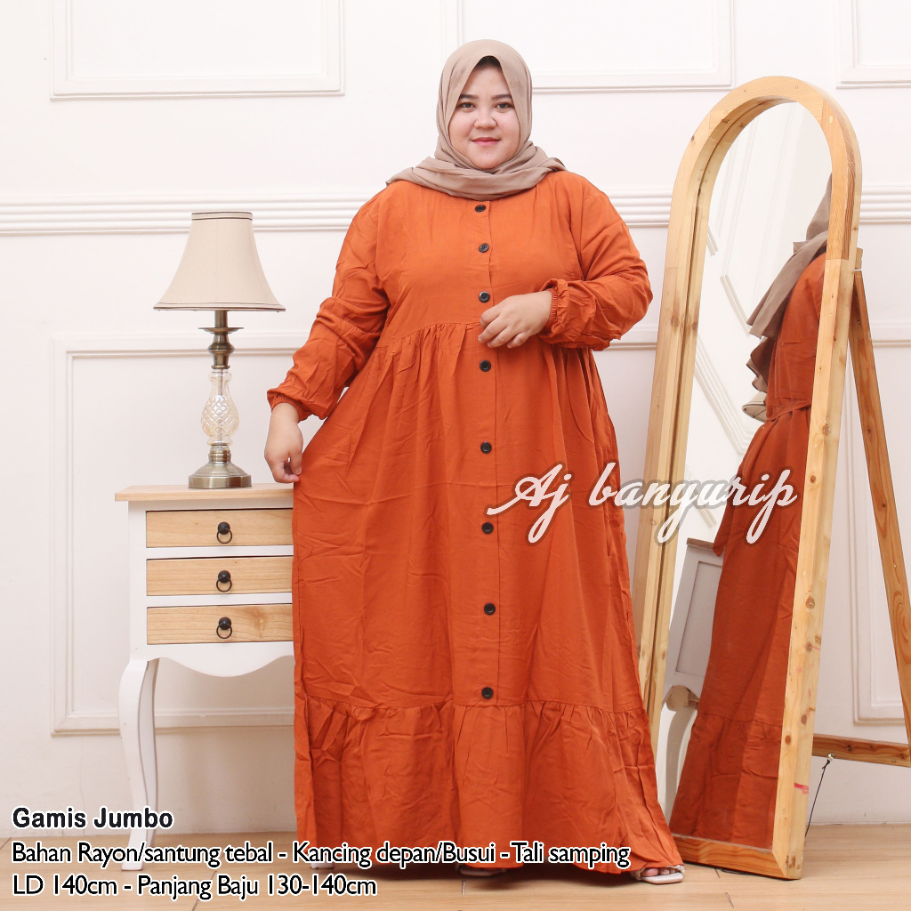 Jual Bisa COD Gamis Kancing Jumbo LD 140cm Maksimal Untuk BB 100kg ...