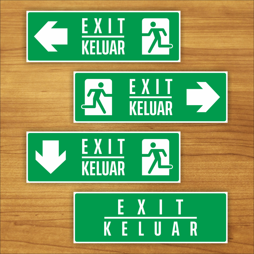Jual Sticker Signage, Stiker Sign Waterproof Petunjuk Jalur Exit/keluar ...