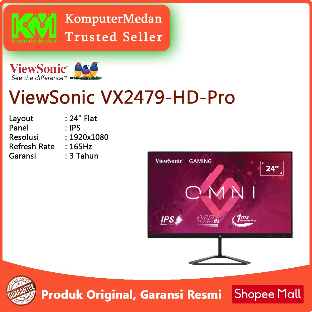 Jual Led Monitor ViewSonic VX2479-HD-Pro (24"/FHD/IPS/165Hz/1ms/2xHDMI ...