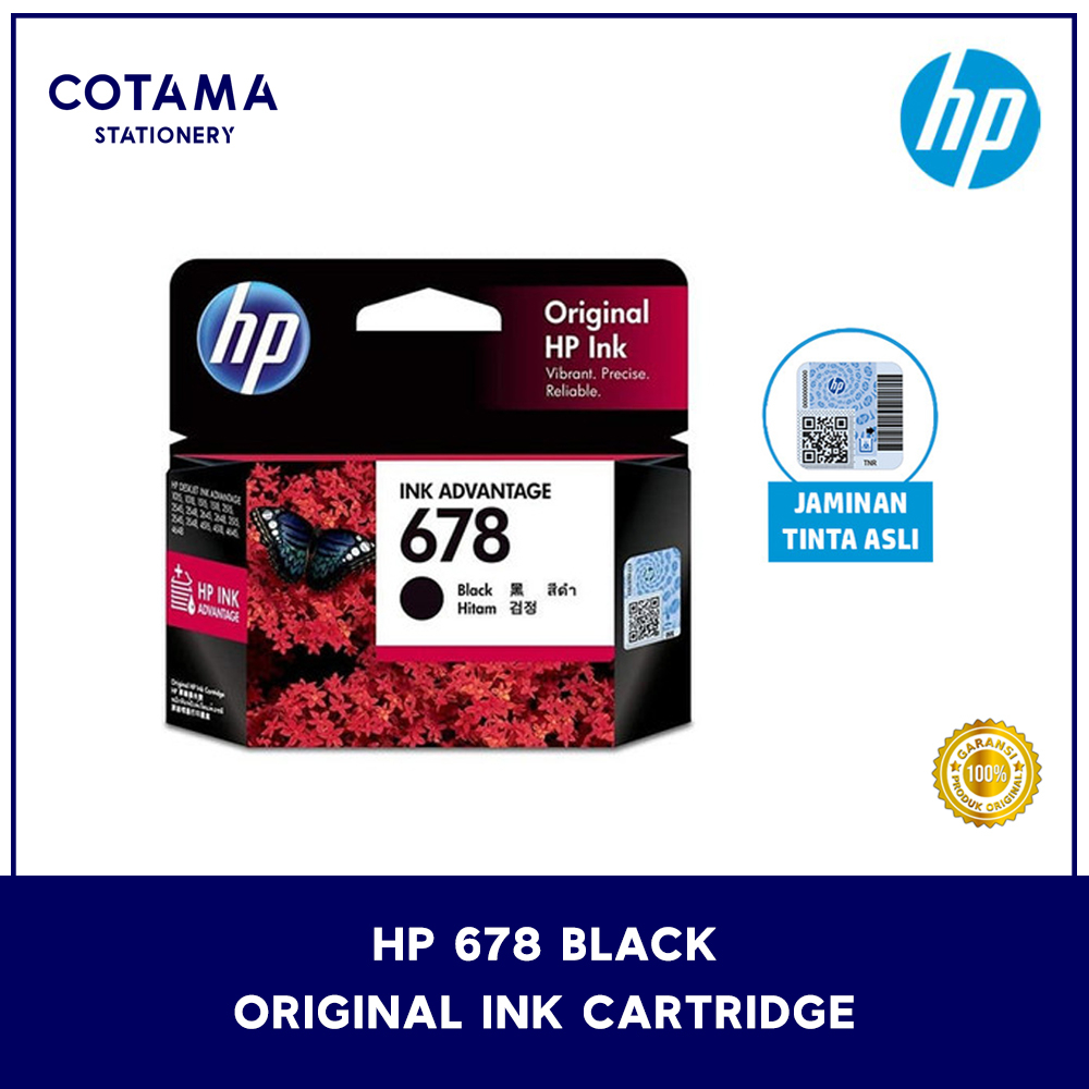 Jual Tinta Printer HP 678 Black Original Ink Cartridge (CZ107AA ...