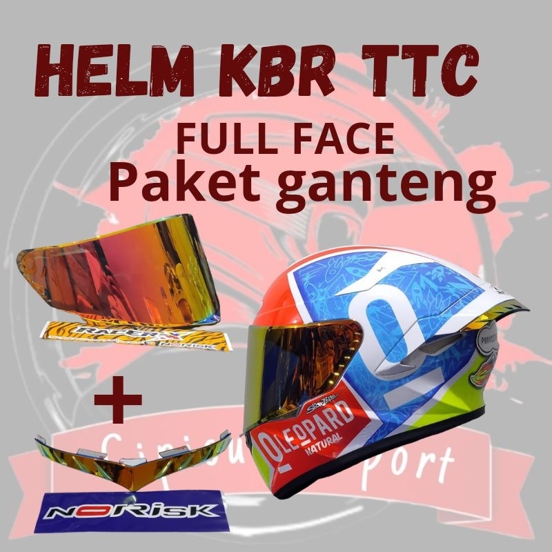 Jual HELM KBR FULL FACE TTC / TT COURSE MOTIF LEOPARD PAKET GANTENG ...