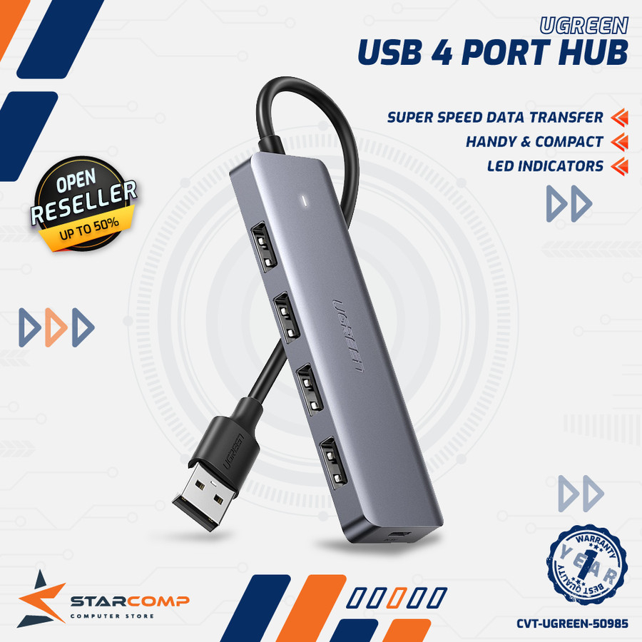 Jual UGREEN 50985 USB HUB 4 Port USB 3.0 High Speed 5Gbps | Shopee ...