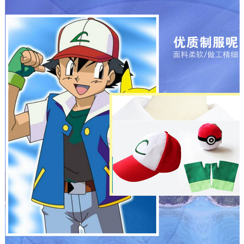 Jual [QTakasi] POKEMON Anime Costume Pokemon Ash Ketchum Cosplay Blue ...