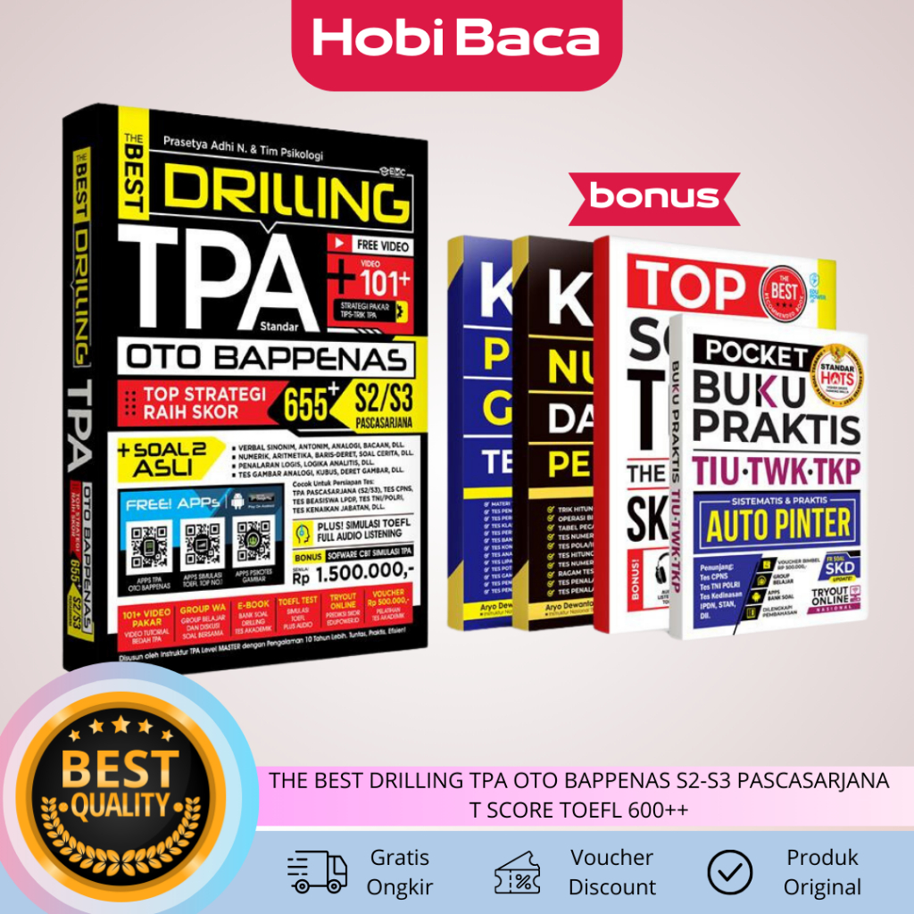 Jual BUKU THE BEST DRILLING TPA OTO BAPPENAS S2-S3 PASCASARJANA T SCORE TOEFL 600++ SUDAH ...