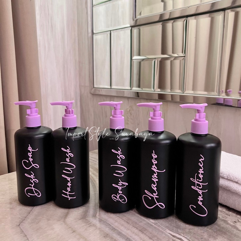 Jual botol sabun cair aesthetic DOFF TEBAL HITAM LILAC UNGU 500ML ...