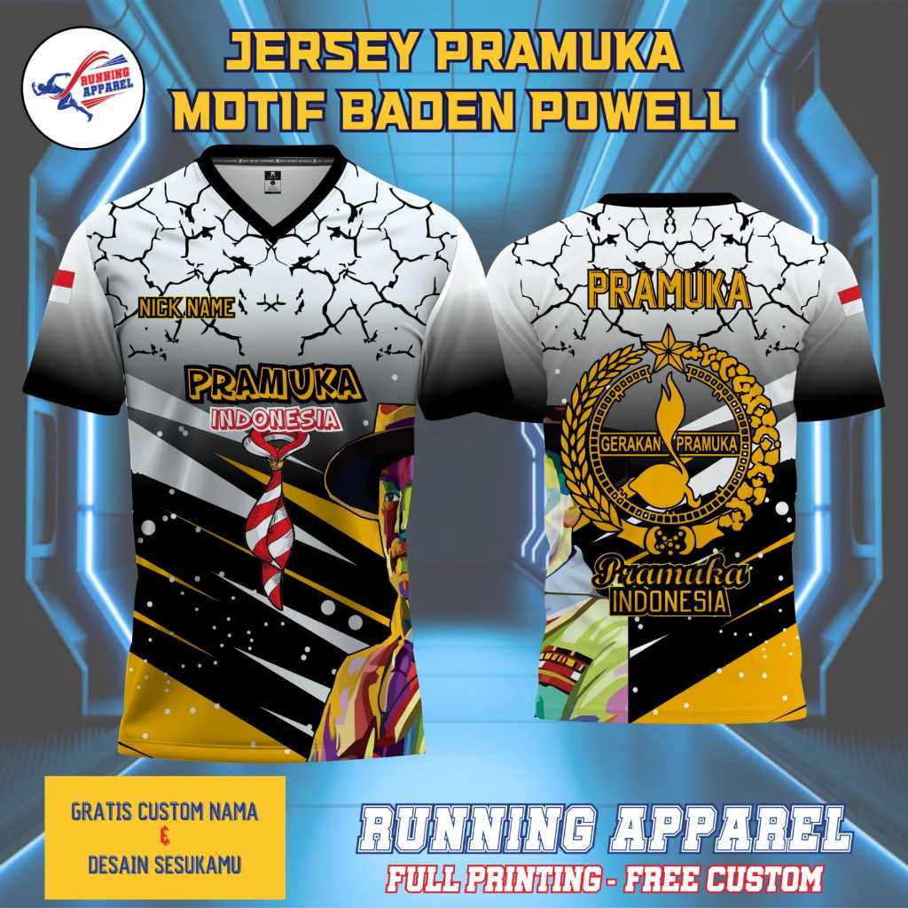 Jual Baju Jersey PRAMUKA BERMOTIF BADEN POWELL Lengan Panjang dan ...