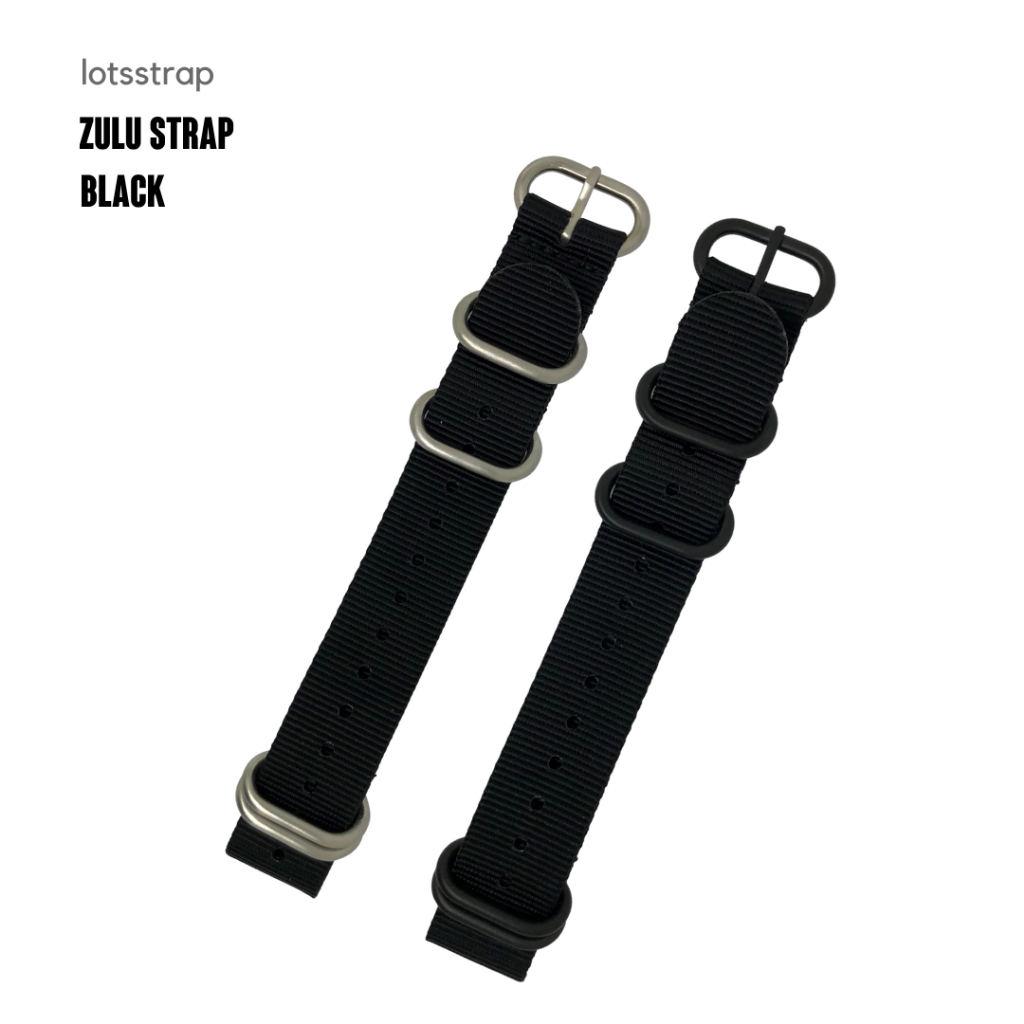 Jual Tali Jam Tangan Nylon Kanvas Zulu Nato Strap Hitam Black Buckle ...