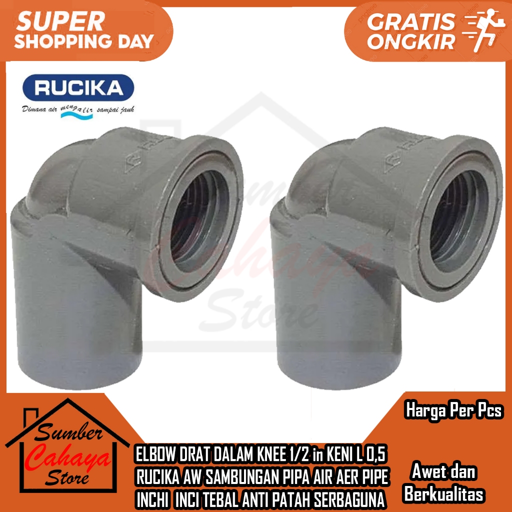 Jual ELBOW DRAT DALAM KNEE 1/2 in KENI L 0,5” 0.5 0,5 L FAUCET FAUSET PIPA PVC RUCIKA AW ...