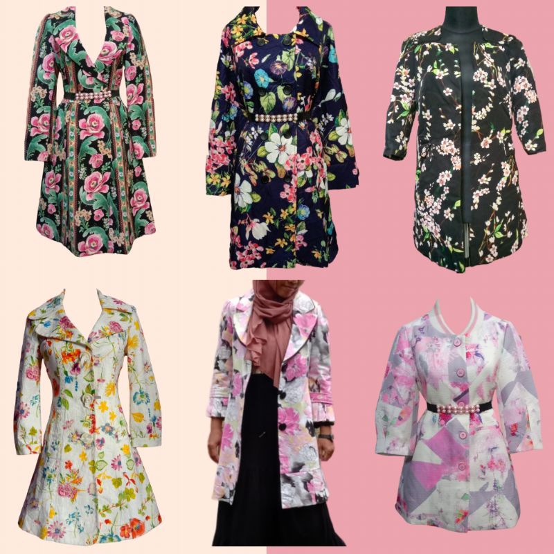 Jual coat motif bunga | Shopee Indonesia