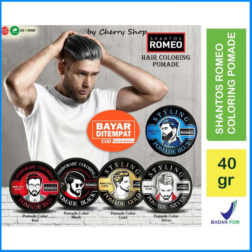 Jual [ORI] [BPOM] Shantos Romeo Hair Color Styling Pomade - Pomade ...