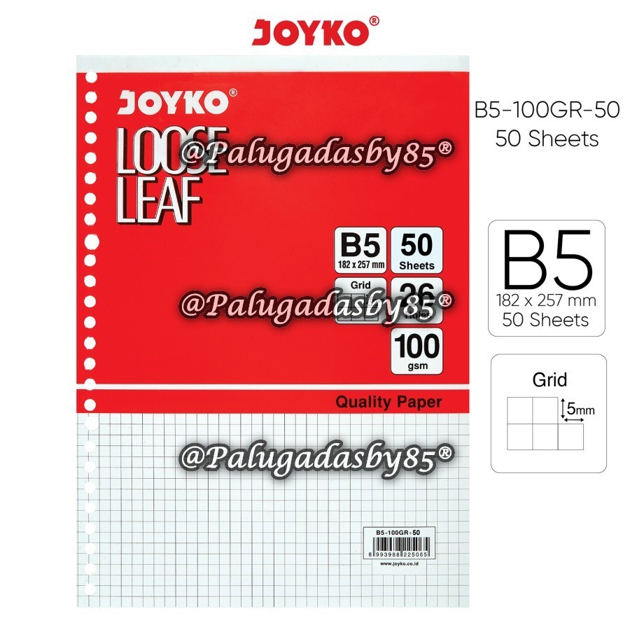 Jual (1 Pak Isi 50 Lembar) Loose Leaf JOYKO B5 50 Lembar / Loose Leaf Isi Kertas File Binder ...
