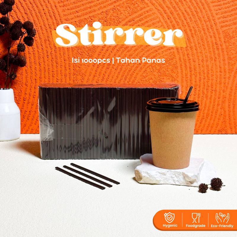 Jual [ISI 1000PCS] Sedotan Paper Cup Pipih 12cm / Sedotan Stirrer Hot ...