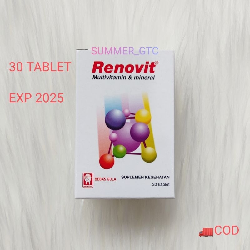 Jual renovit 30 tablet multivitamin mineral isi 30 kaplet | Shopee ...