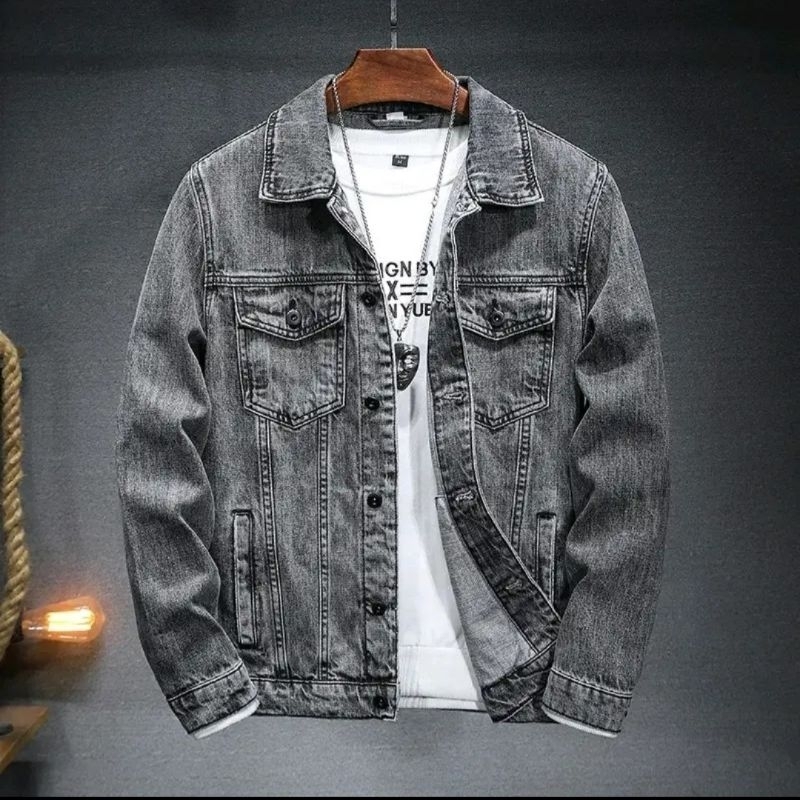 Jual Jaket Jeans Hitam Sandwash|Jaket Jeans Polos | Shopee Indonesia