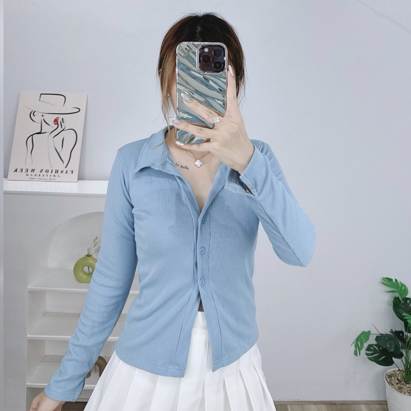Jual Yoeri Knit Long Sleeve | Kemeja Knit Korea | Ladies Collection ...