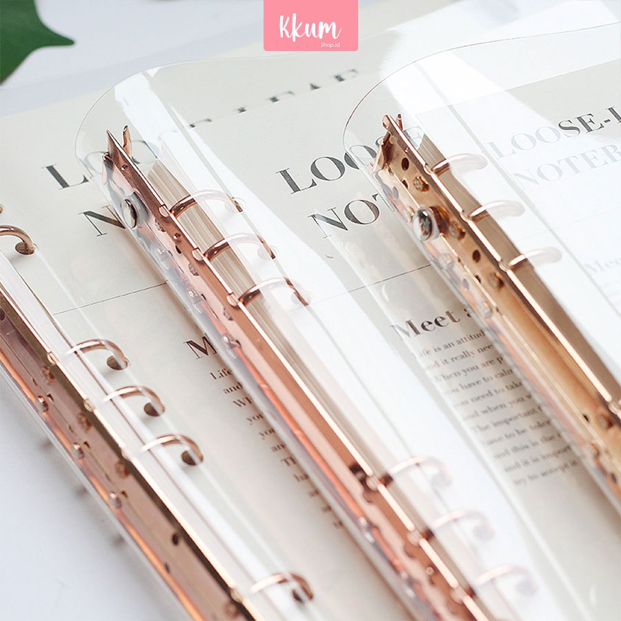 Jual Elegant Binder A5 Transparan Binder with Clip Note Book Rose Gold ...