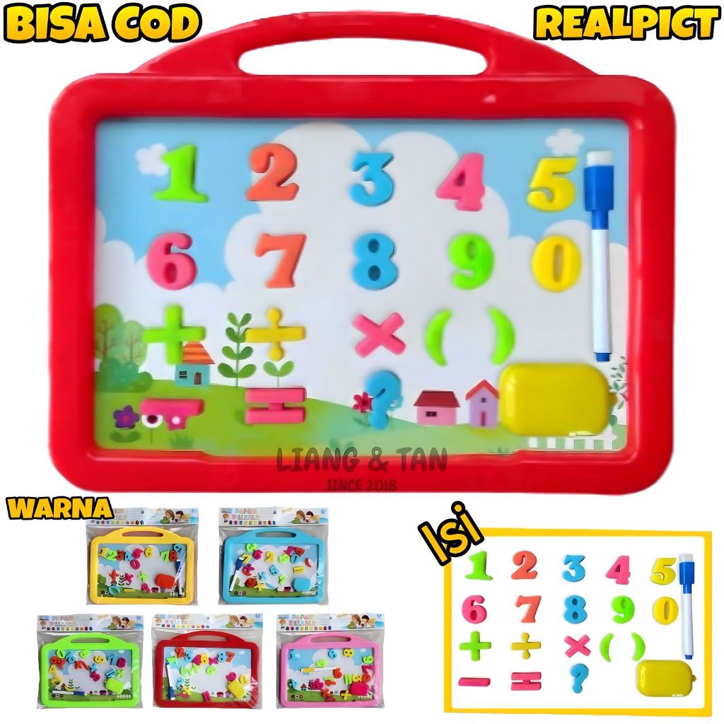 Jual ( BISA COD ) PROMO Mainan Edukasi Anak Papan Tulis Magnet Angka ...