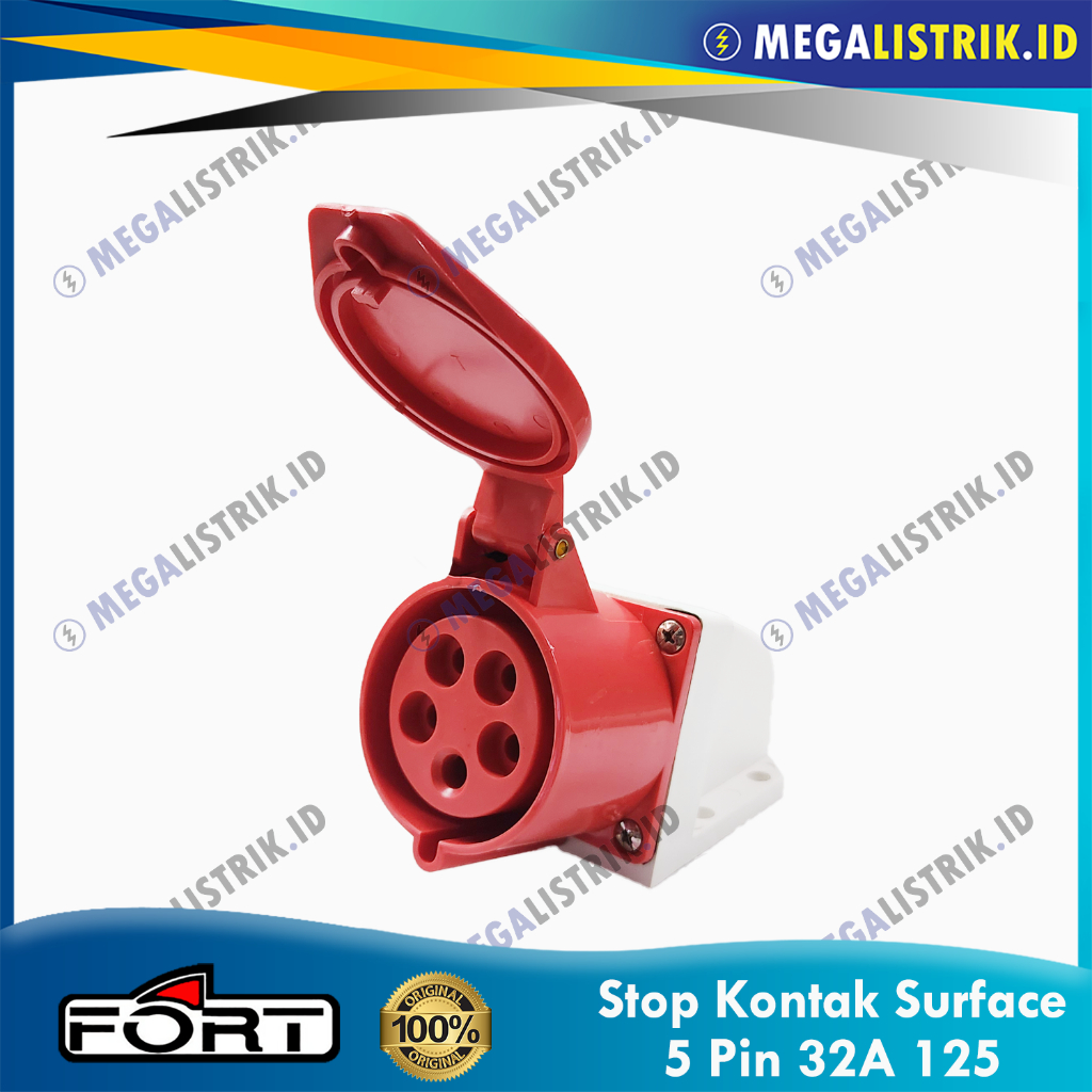 Jual FORT STOP KONTAK INDUSTRIAL SURFACE 5 PIN 32A / WALL SOCKET GENSET ...
