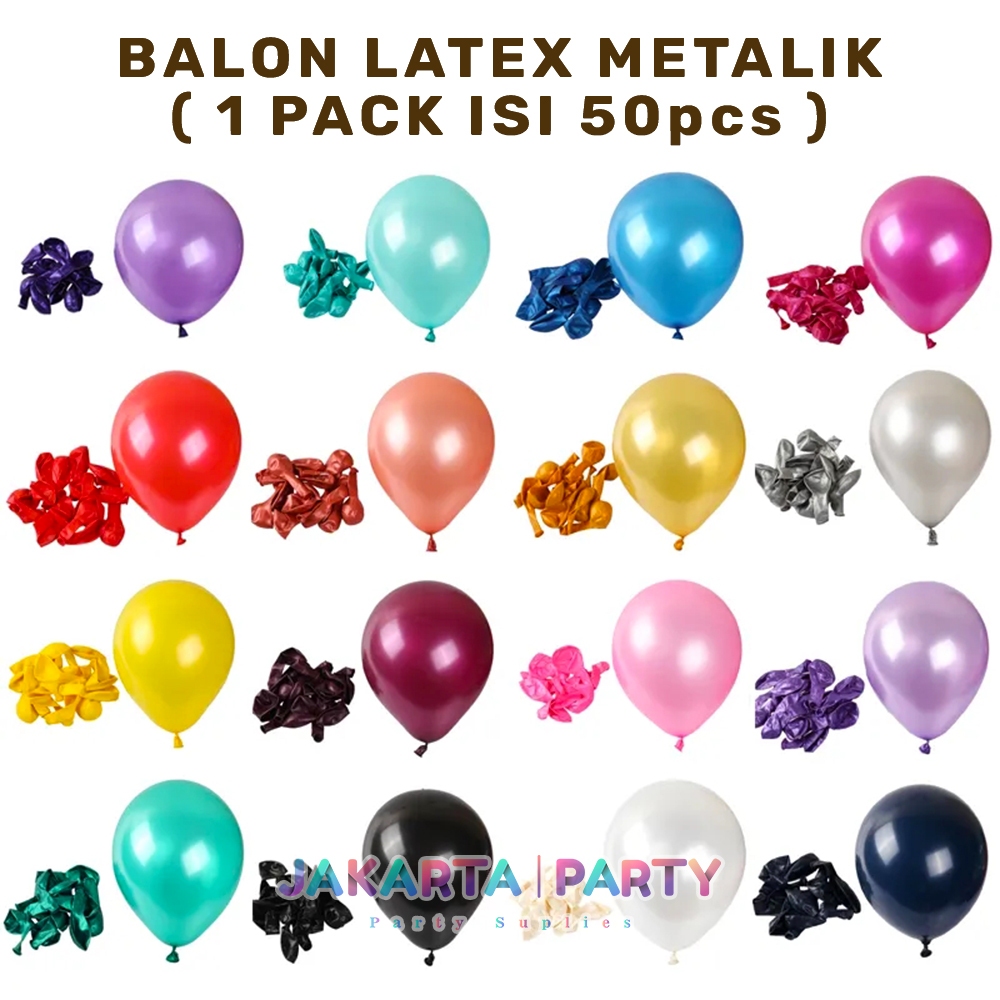 Jual ISI 50 Pcs Balon Latex metalik 1 Pack Isi 50 Pcs 12 Inch / Balon ...