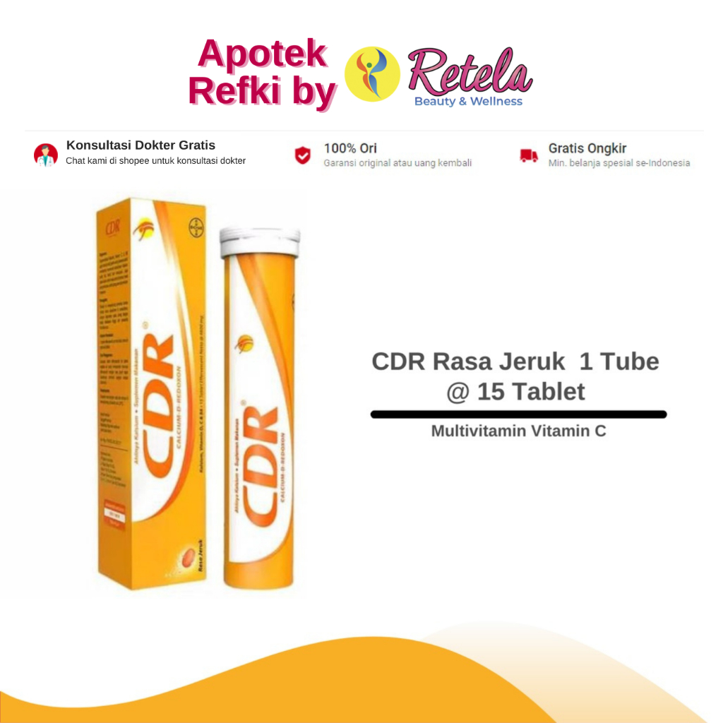 Jual CDR Effervescent Rasa Jeruk 1 Tube @ 15 Tablet / Multivitamin ...