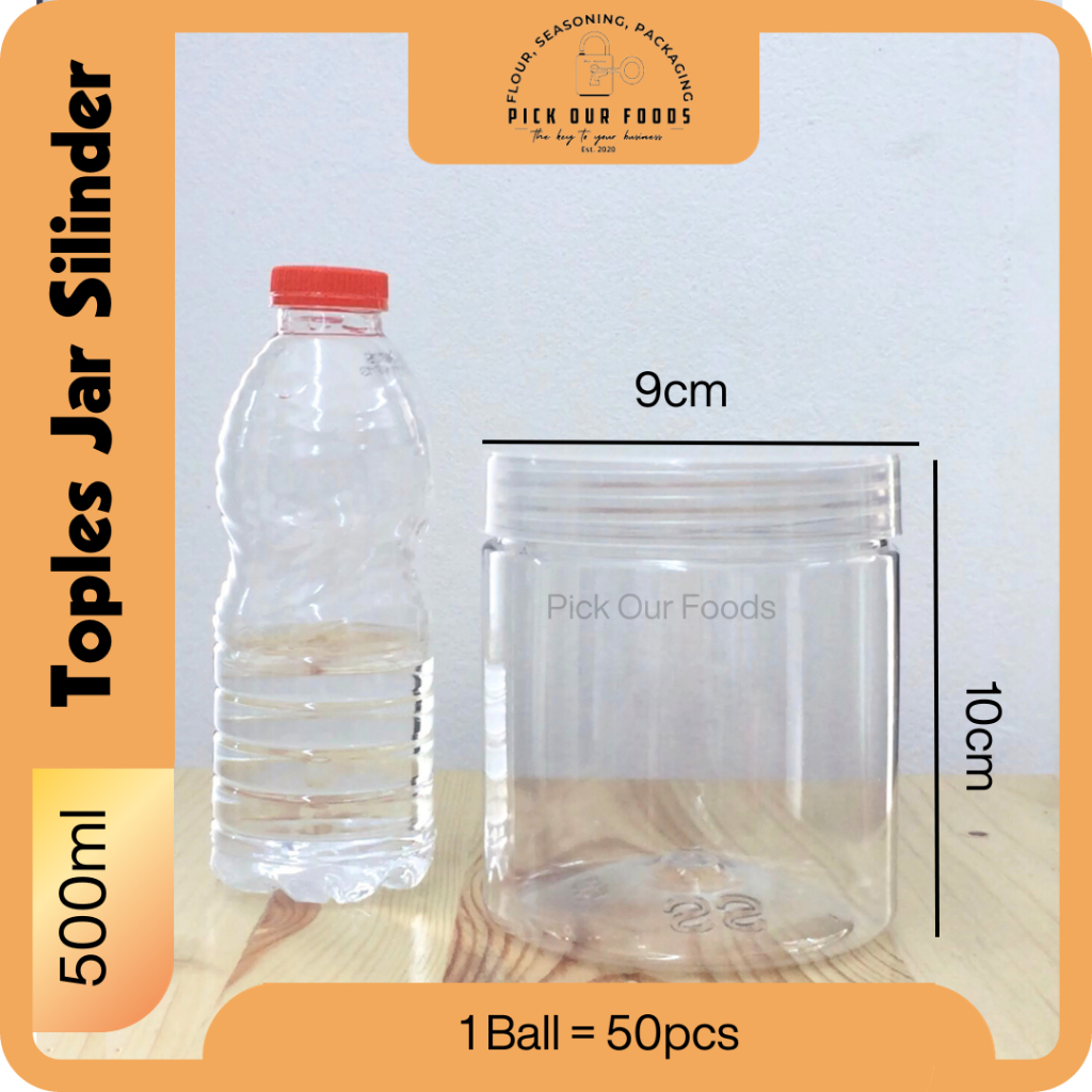 Jual Toples Tabung Premium Super Tebal 500 ml / Toples Jar Cylinder / Toples Plastik Bening ...