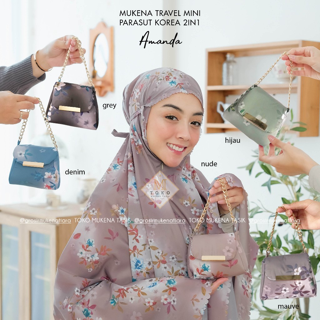 Jual TOKO MUKENA TASIK - MUKENA TRAVEL MINI LASERCUT PARASUT KOREA 2IN1 ...