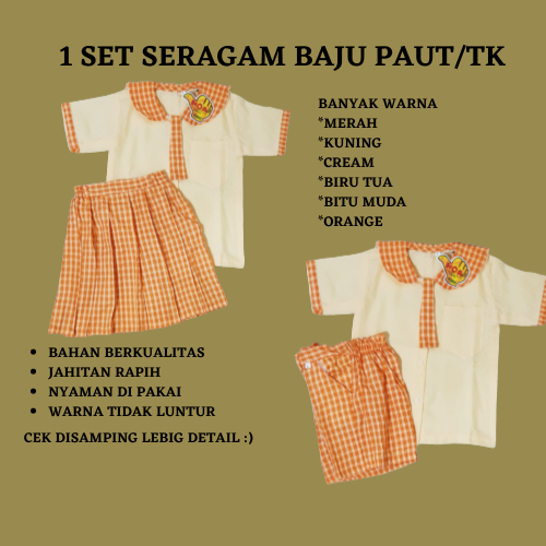 Jual 1 SET BAJU SERAGAM ANAK PAUD/TK MOTIF KOTAK-KOTAK | Shopee Indonesia
