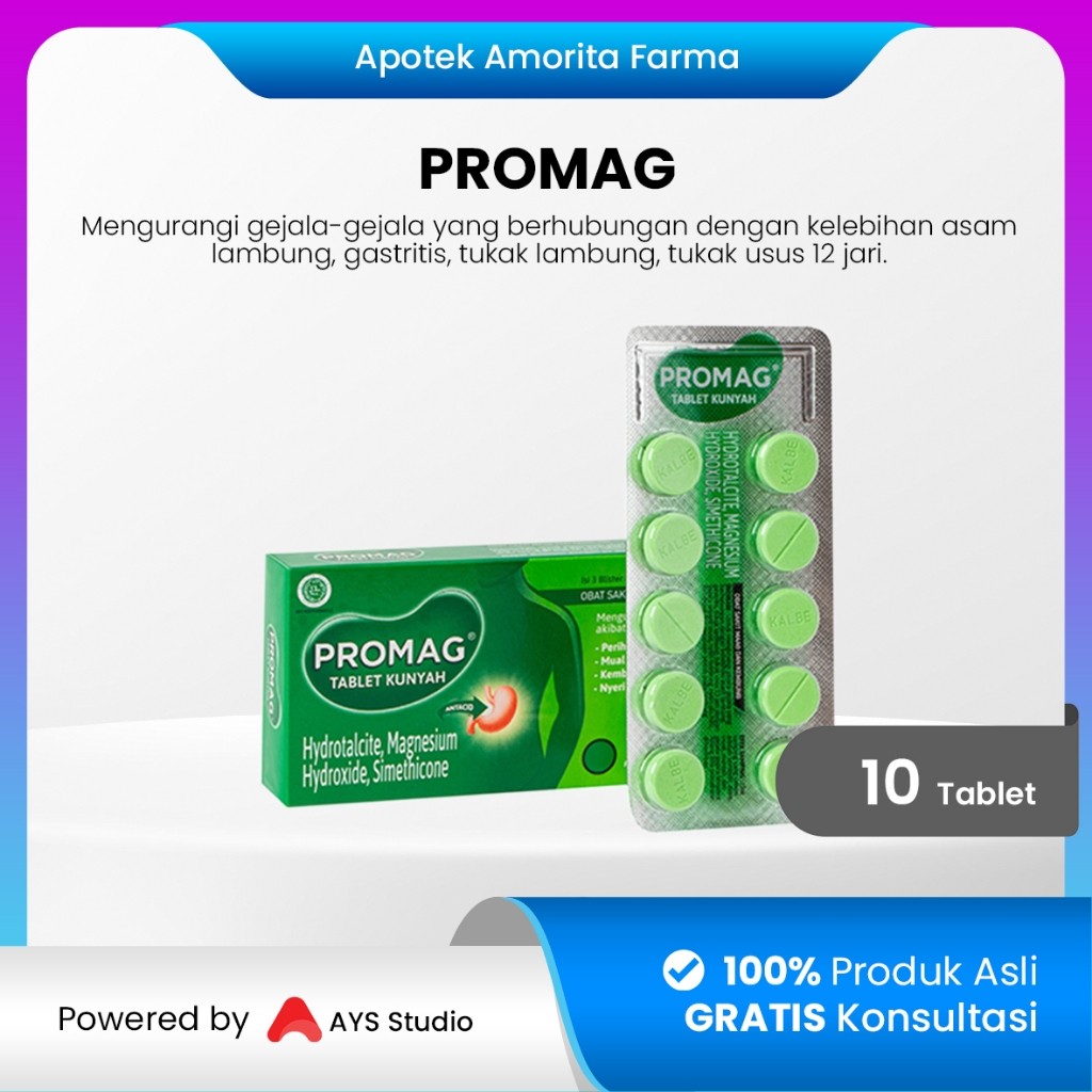 Jual Promag Tablet Kunyah Strip Isi 10 Tablet / Obat Herbal untuk ...