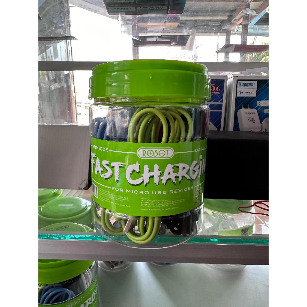Jual Kabel data ROBOT RBM100 RBM100S micro usb 2A 100cm / kabel data bulat ROBOT ( 1toples isi ...