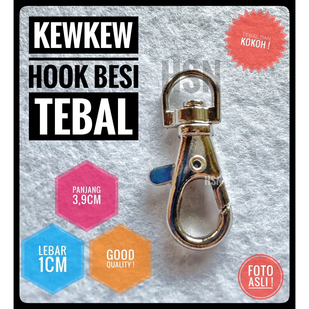 Jual pengait tali tas / kew kew / hook tali tas besi tebal (6pcs ...