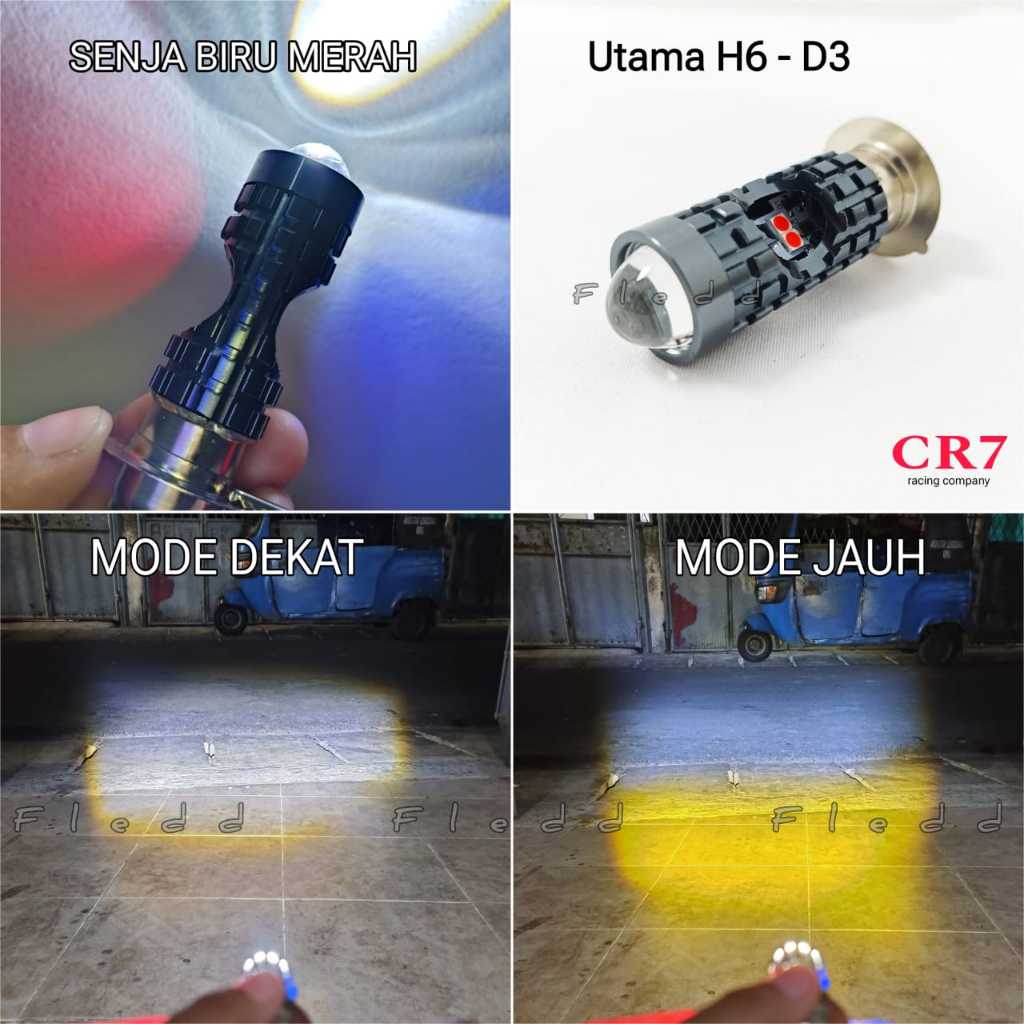 Jual Lampu Utama LED H6 D3 Laser Senja BiruMerah High Low | Shopee Indonesia
