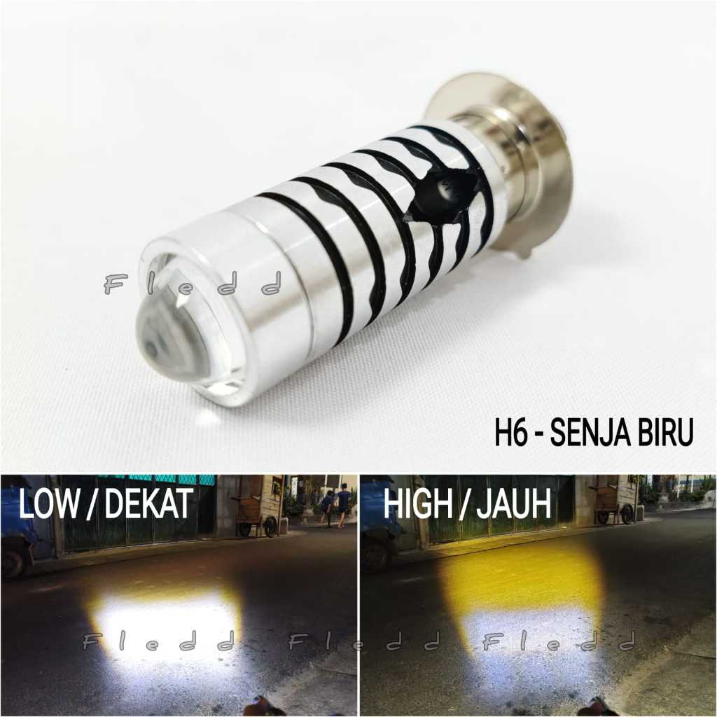 Jual Lampu Utama H6 LED Laser Senja Biru High Low Jauh Dekat Putih Kuning | Shopee Indonesia