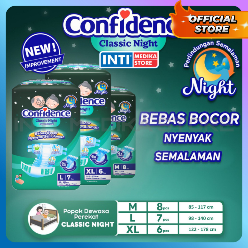 Jual CONFIDENCE - Diapers CLASSIC NIGHT M8 L7 XL6 | Popok Perekat ...