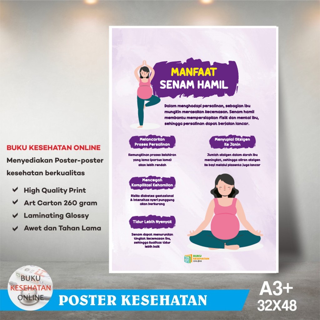 Jual Poster Kesehatan - MANFAAT SENAM HAMIL - Laminating Glossy ...