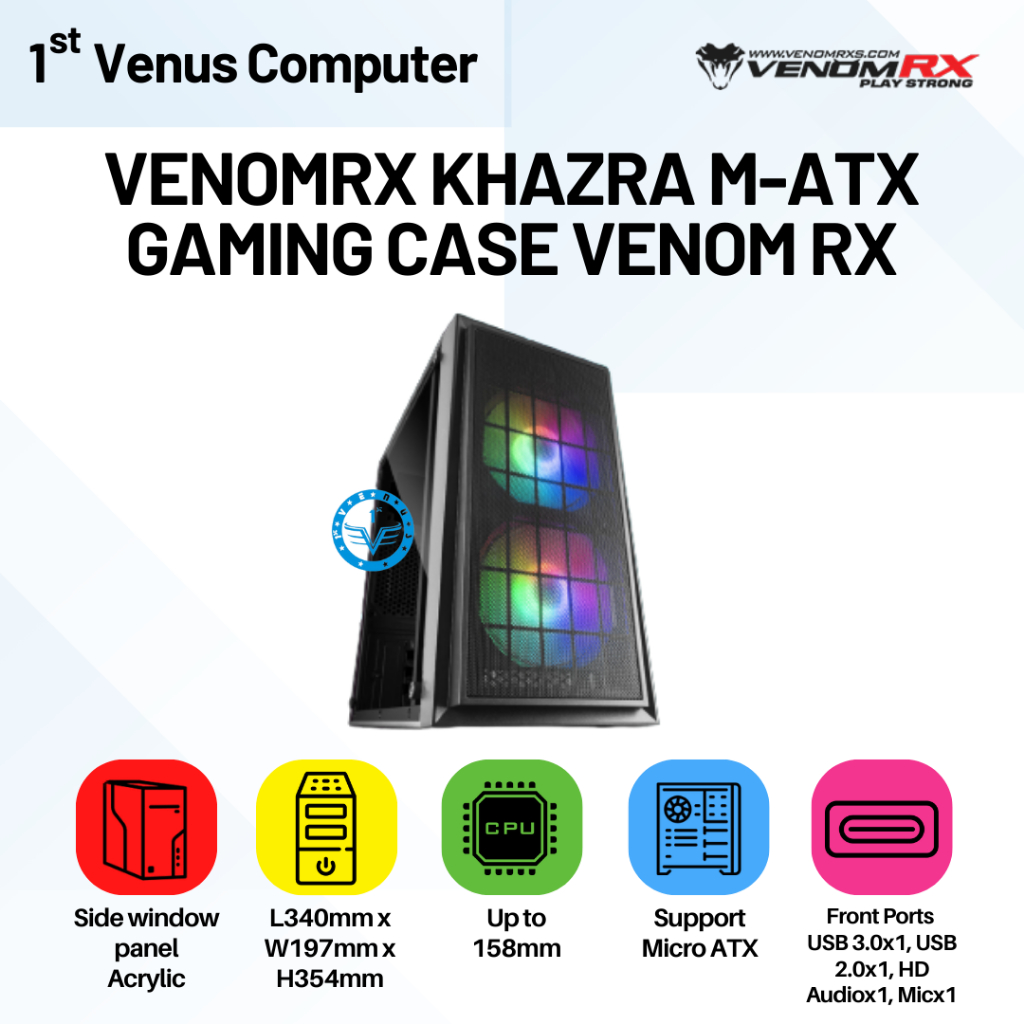 Jual VENOMRX KHAZRA M-ATX GAMING CASE VENOM RX / VENOM RX CASE KHAZRA ...